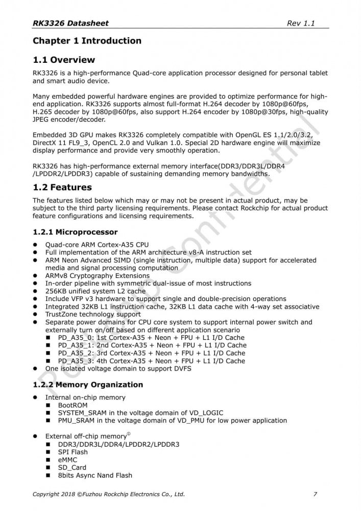 RK3326 datasheet page 7