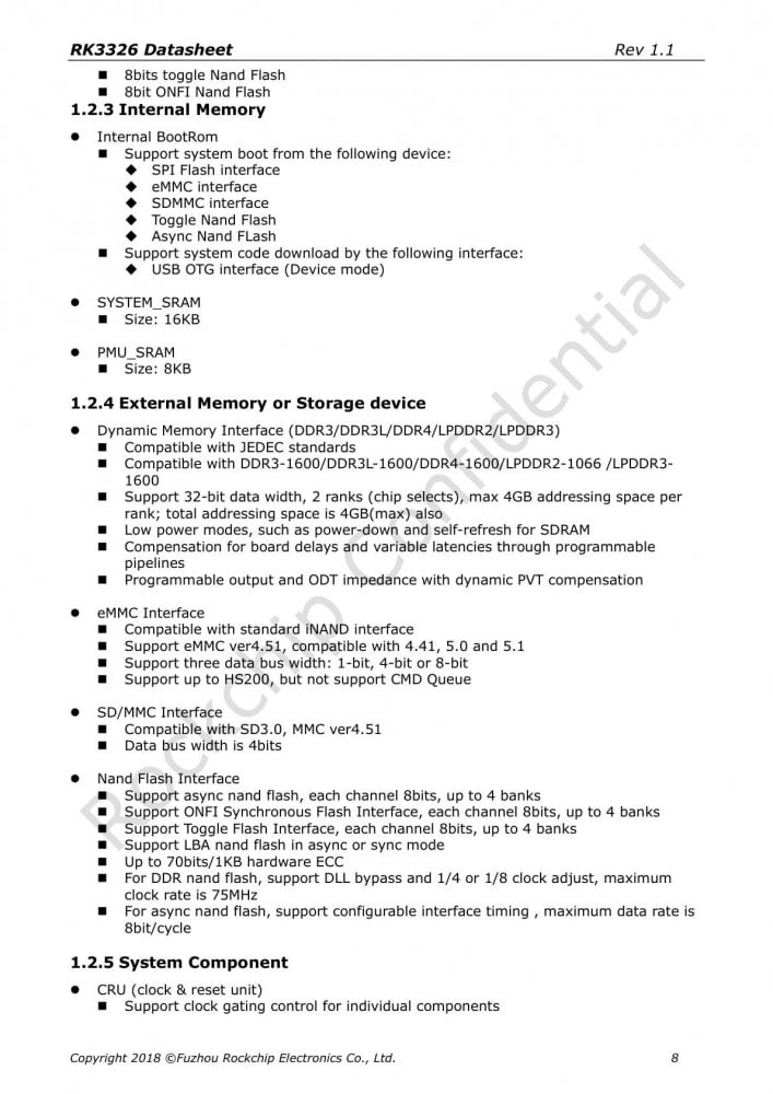 RK3326 datasheet page 8