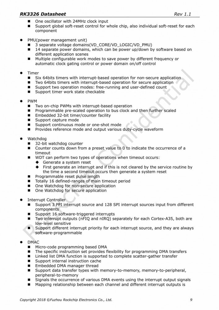 RK3326 datasheet page 9