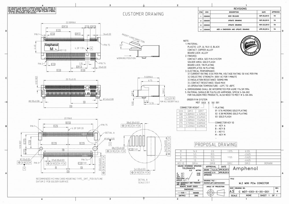 Amphenol MDT275E03001 proposal drawing