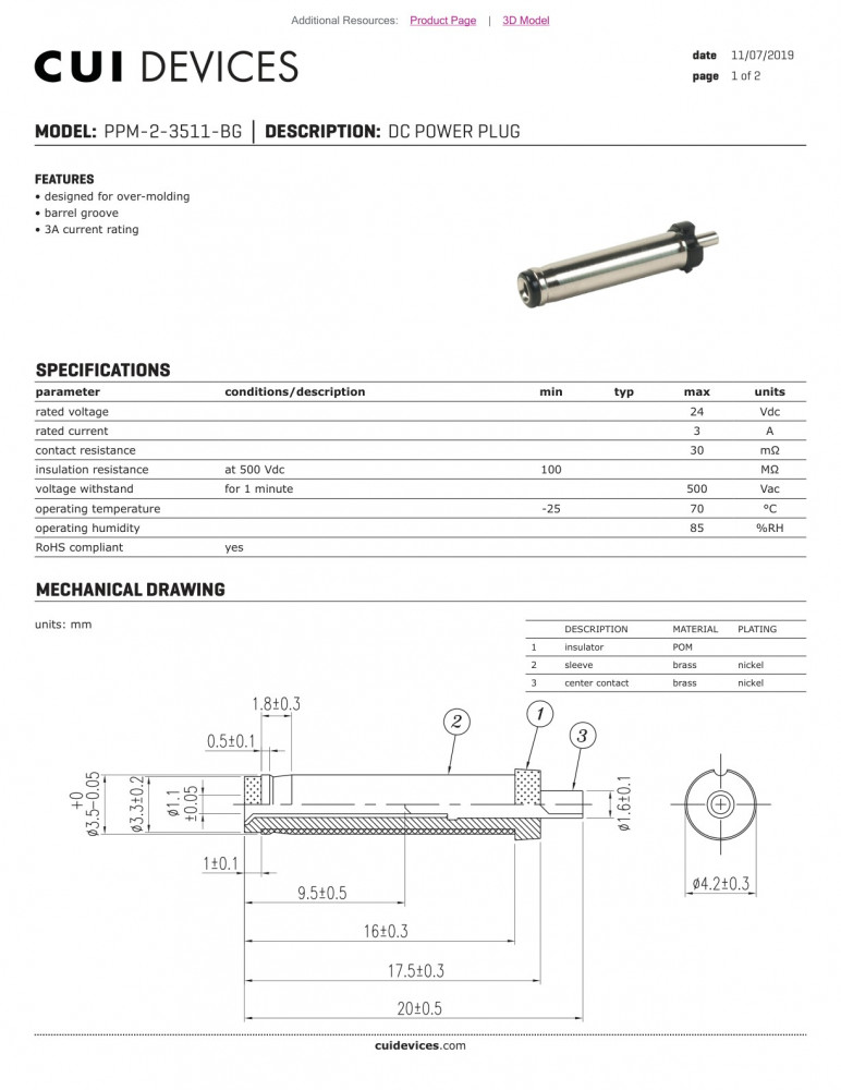 PPM-2-3511-BG technical document page 1