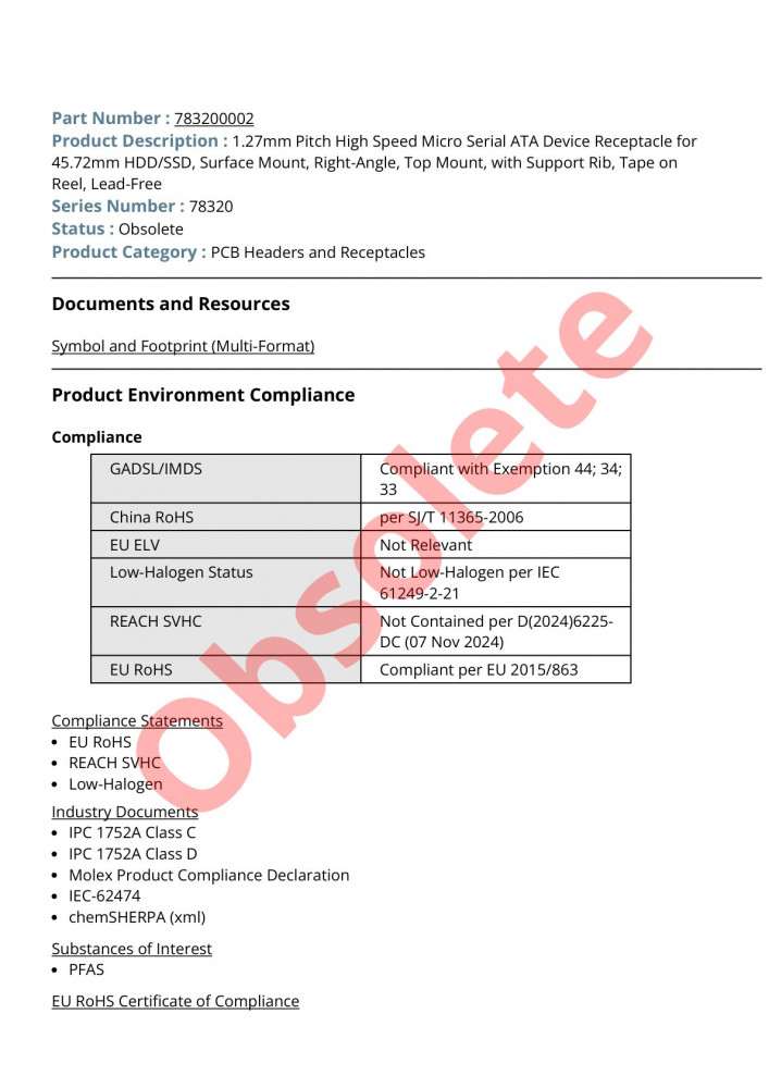 Technical document image 1 for MOLEX 783200002