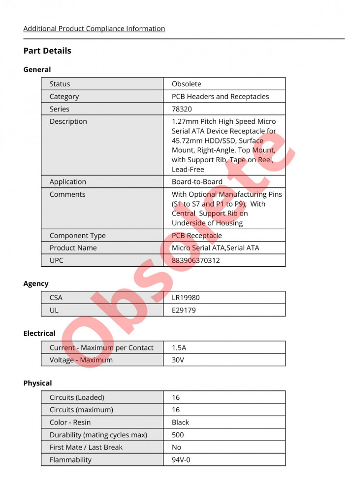 Technical document image 2 for MOLEX 783200002
