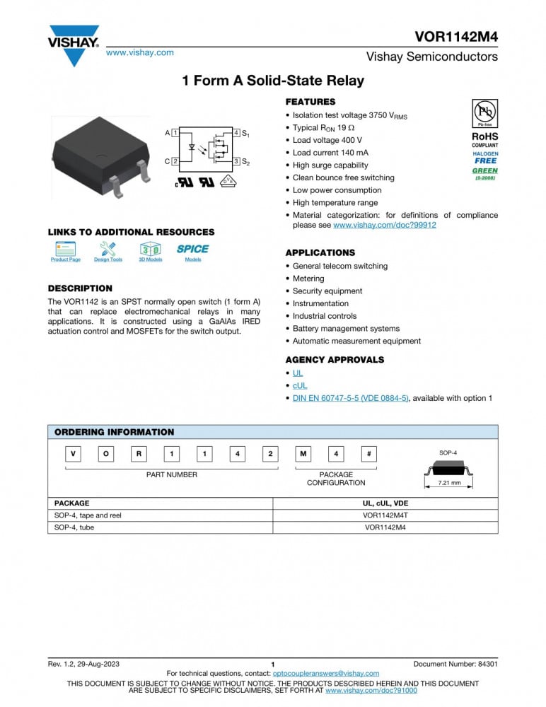 VOR1142M4T datasheet page 1