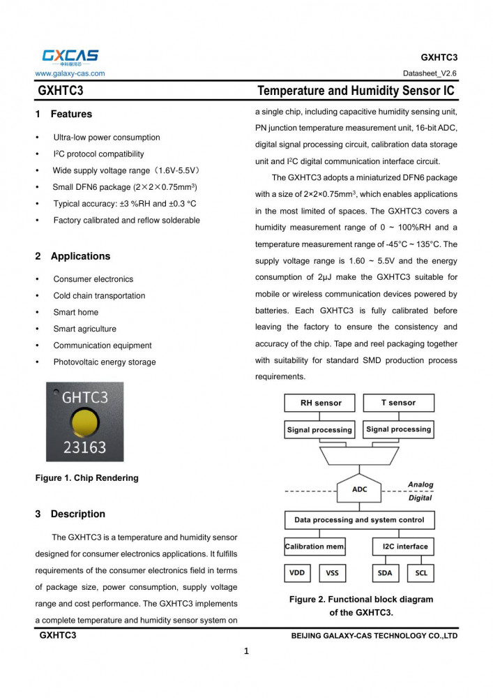 GXHTC3 datasheet page 1