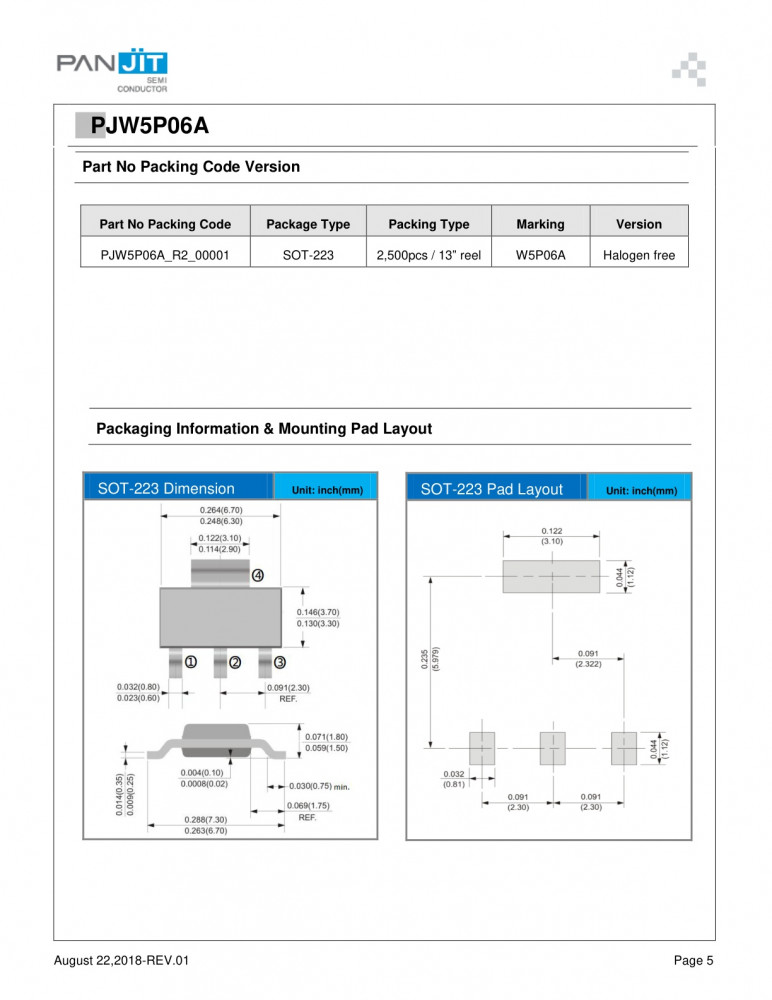 PJW5P06A datasheet page 5