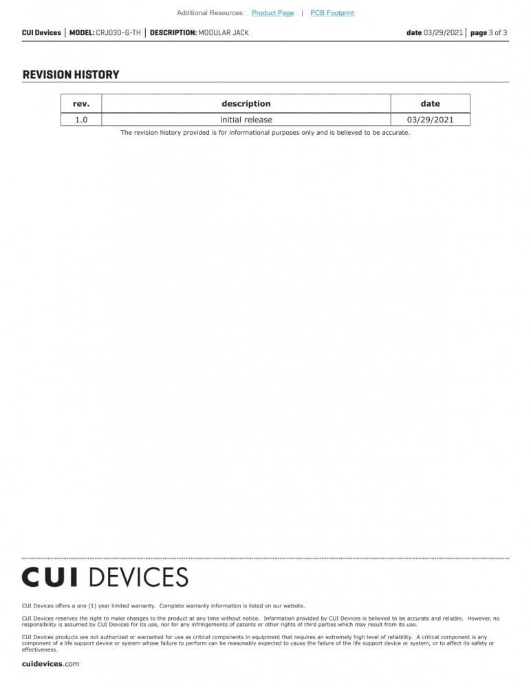 CRJ030-G-TH technical document page 3