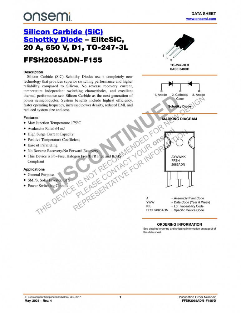 FFSH2065ADN-F155 datasheet page 1