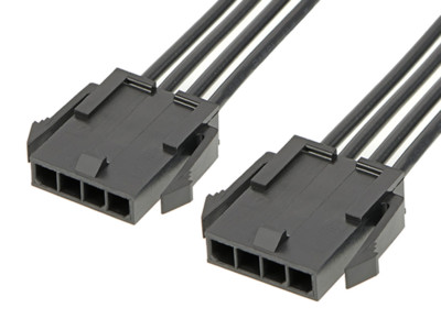 Micro-Fit 3.0 Male-to-Pigtail Off-the-Shelf (OTS) Cable Assembly, Single Row, 150.00mm Length, Tin (Sn) Plating, 4 Circuits, Black