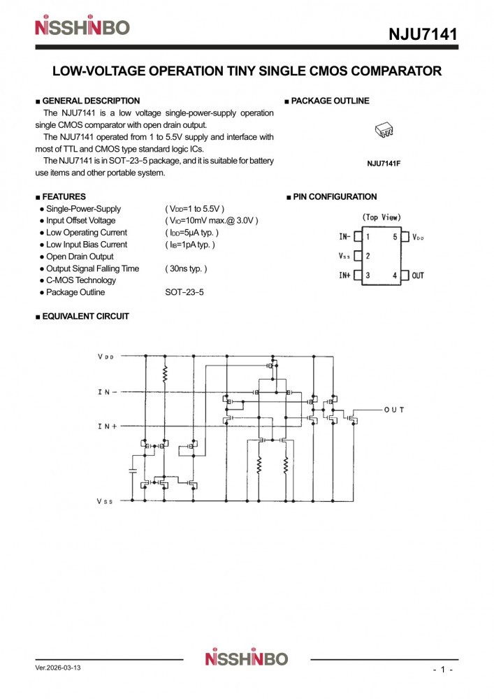 NJU7141 datasheet page 1