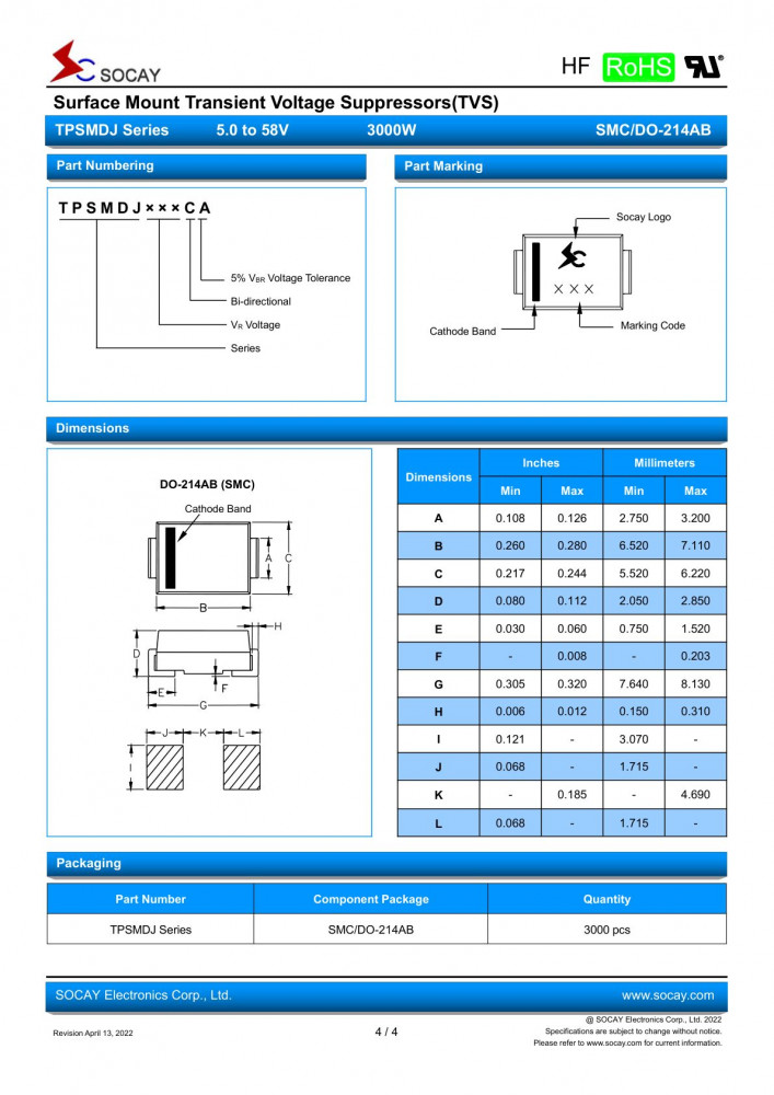 SOCAY TPSMDJ series datasheet page 4