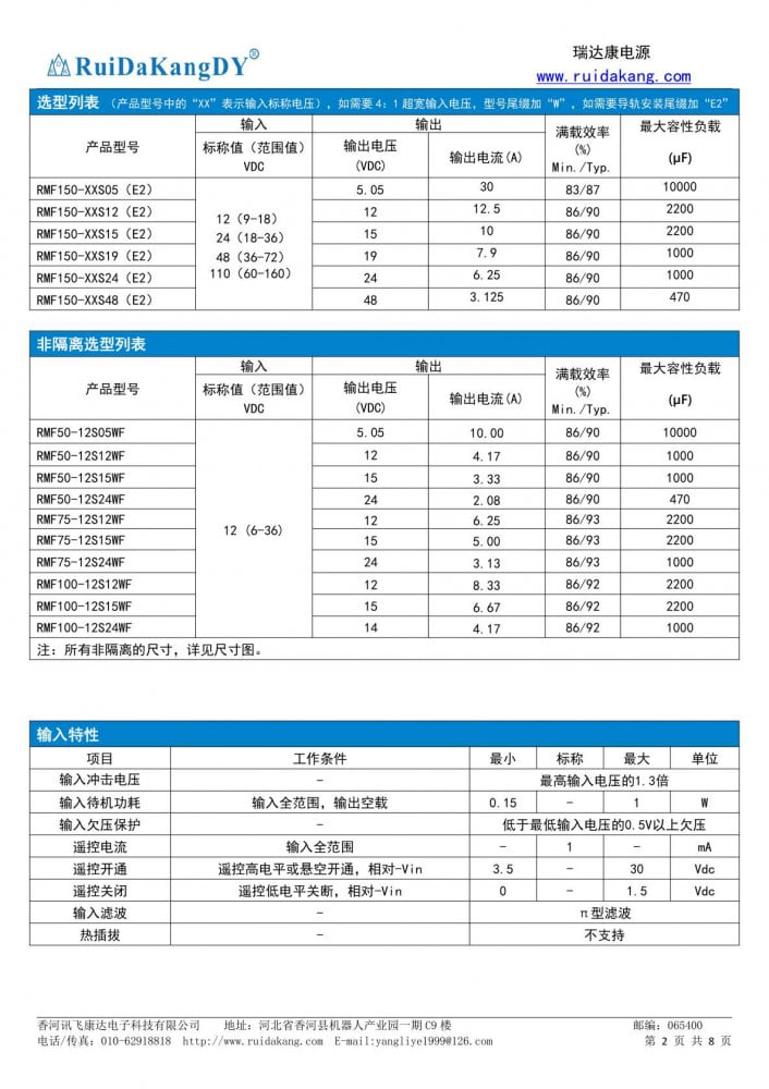 RMF150-110S48 datasheet page 2