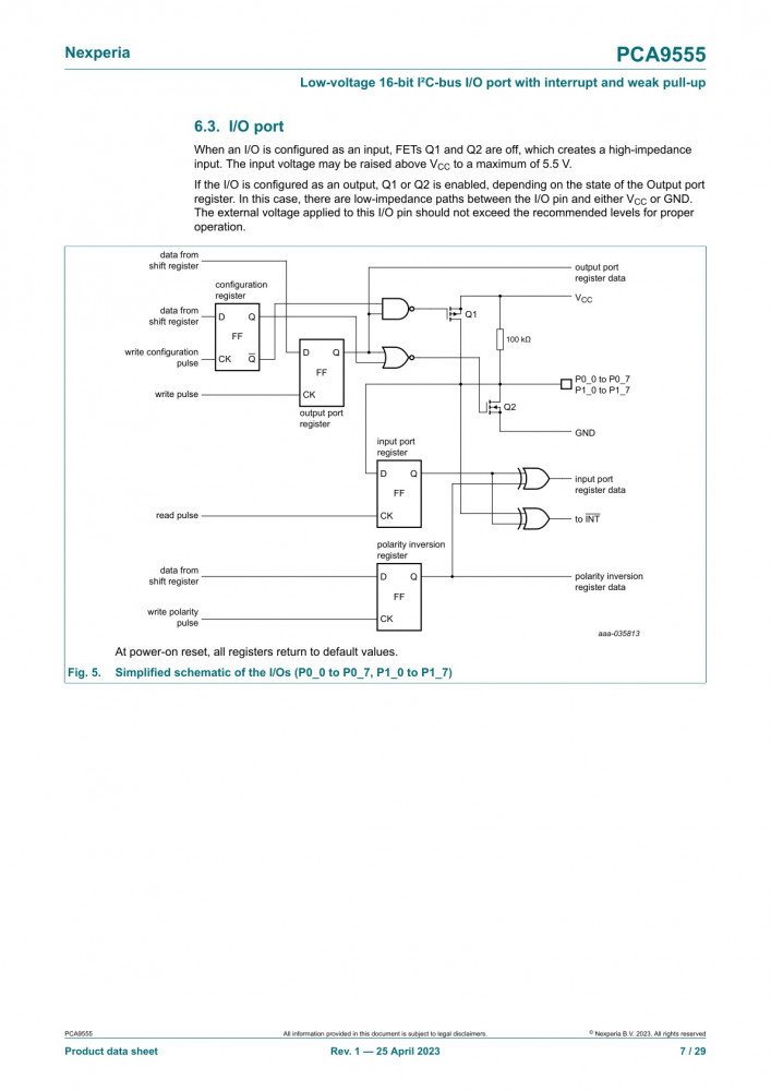PCA9555 technical document page 7