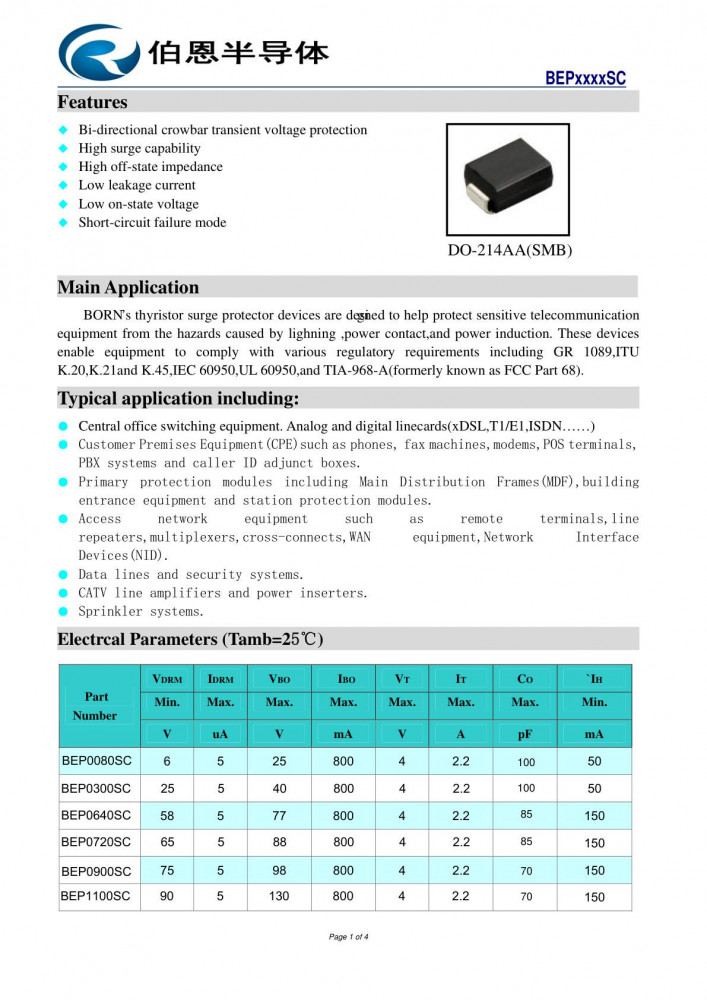 BORN BEP4200SC datasheet page 1