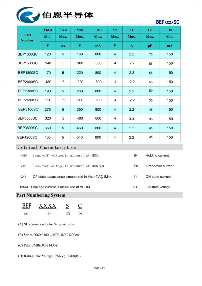 BORN BEP4200SC datasheet page 2