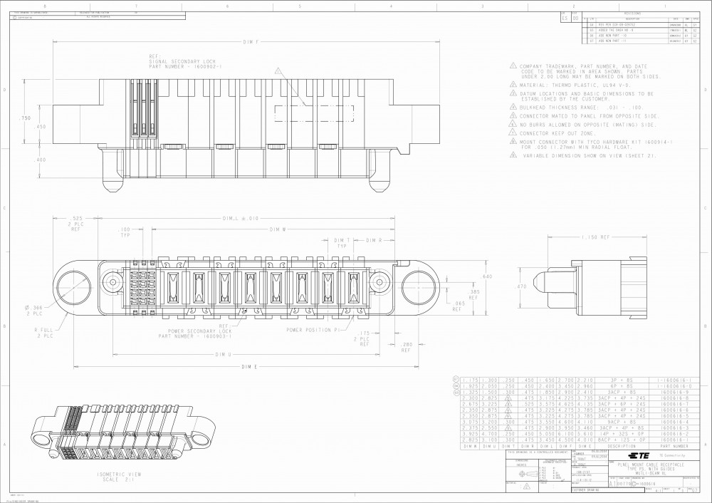 TE Connectivity 1600616 drawing page 1
