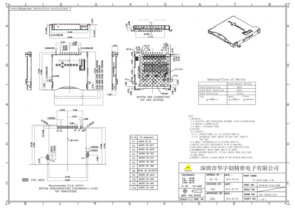 HOAUC HYCW136-TF10-230B product drawing