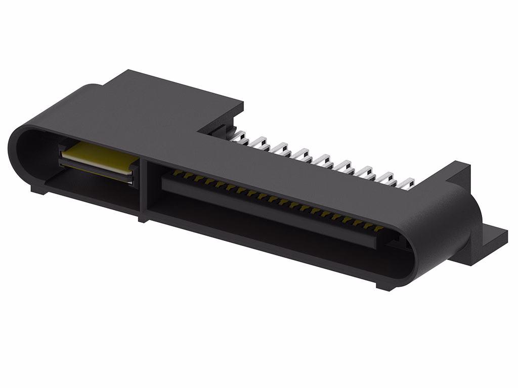 EXTreme LPHPower Plug, Right-Angle, 2 Power Contacts, 32 Signal Contacts, Select Gold (Au) Plating, for 3.18mm Thick PC Board, with Guide Pockets