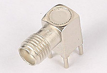 SMA Jack, Reverse Polarity, Straight, PCB Receptacle, Edge Mount, Brass Body, Gold (Au) Plated, 50 Ohms