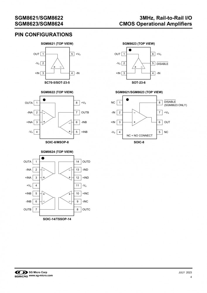 SGM8623 datasheet page 4