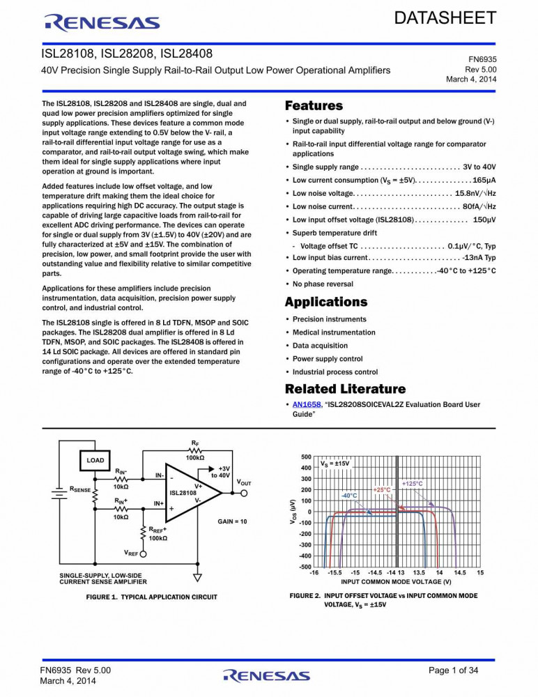 ISL28208 datasheet page 1