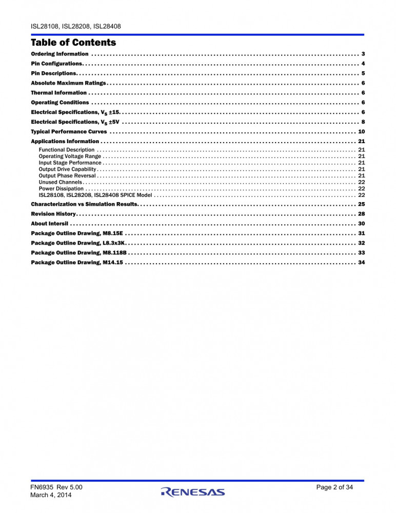 ISL28208 datasheet page 2