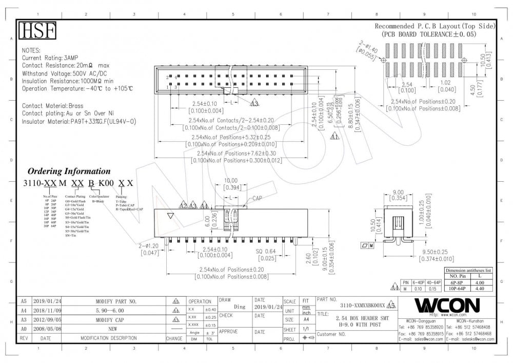 Wcon 3110 series technical drawing preview