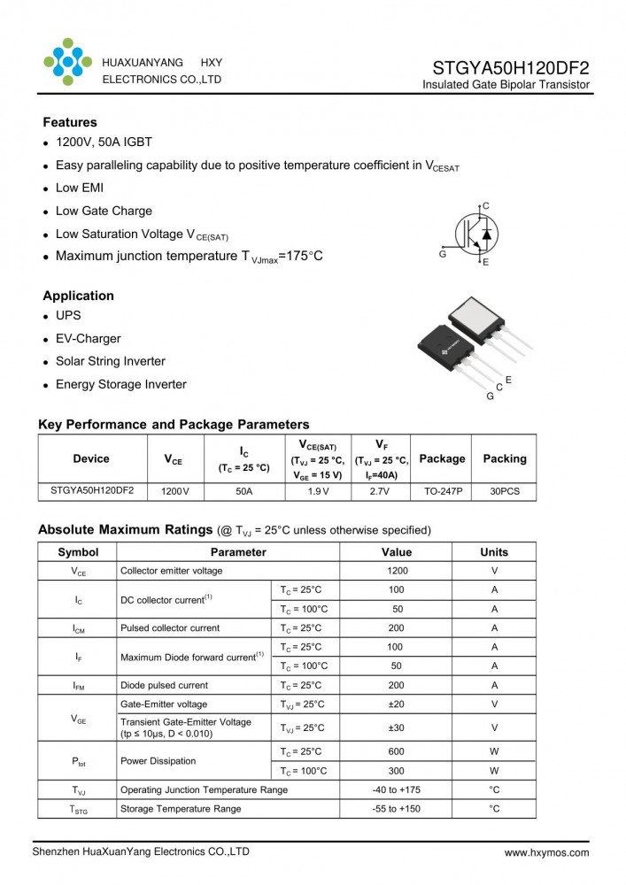 STGYA50H120DF2-HXY datasheet page 1