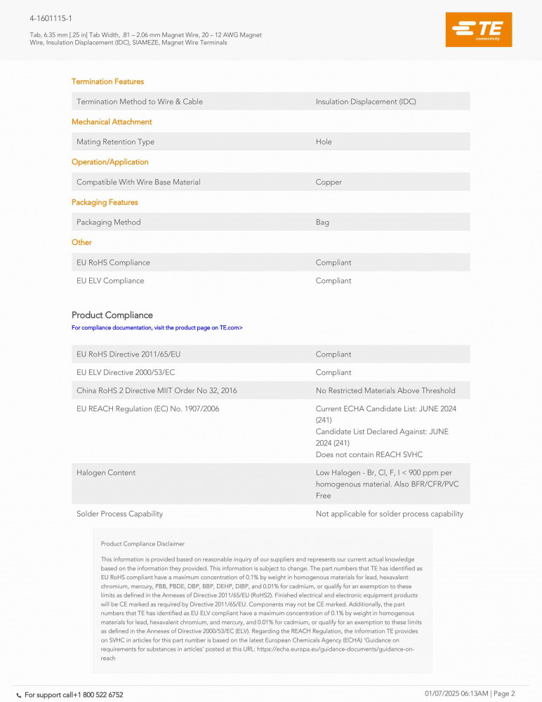 TE Connectivity 4-1601115-1 document page 2