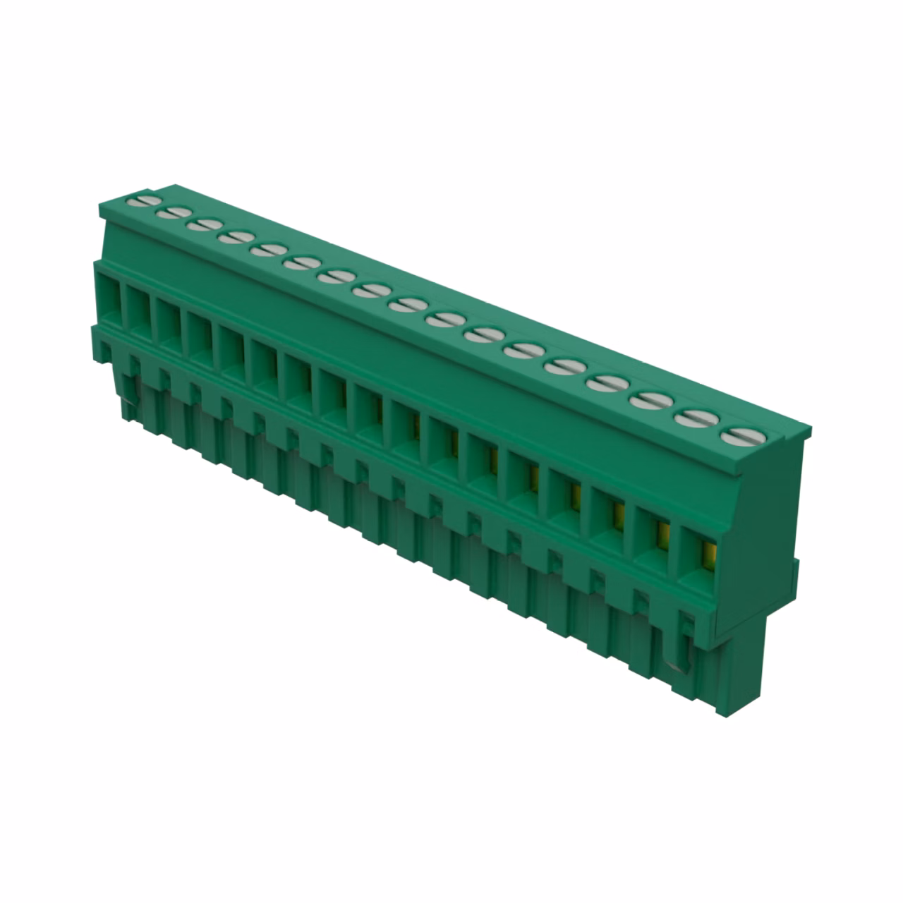 5.00mm Pitch Eurostyle Vertical Plug, with Reverse Imprinting, Front Wire Entry, Green Housing, Gold (Au) Plated, 17 Circuits for sale