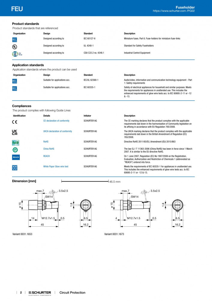 SCHURTER 0031.1766 technical document page 2