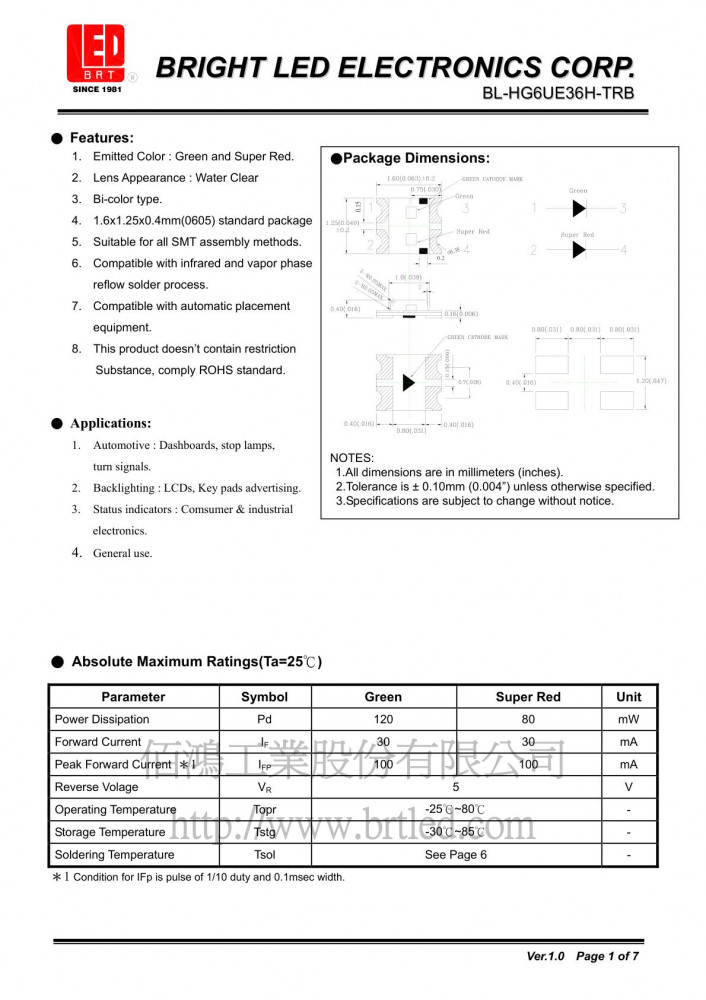 BL-HG6UE36H-TRB datasheet page 1