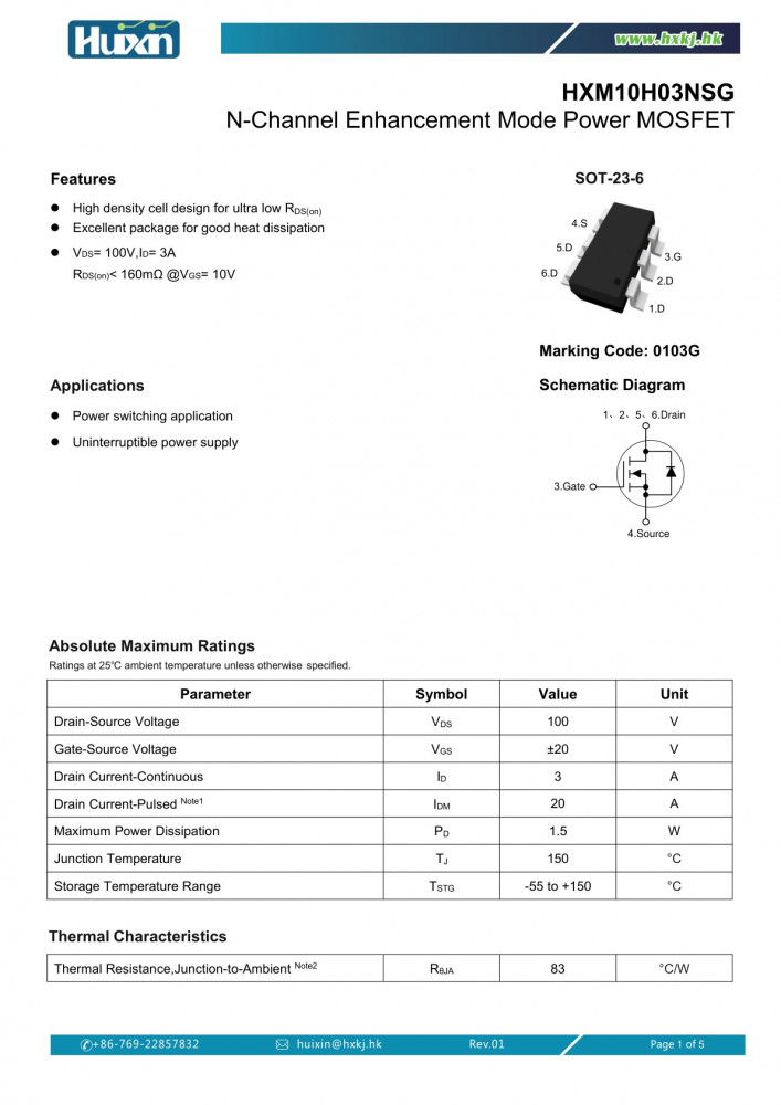 HXM10H03NSG datasheet page 1