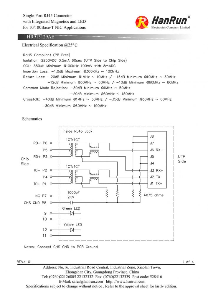HR913129AE datasheet page 1