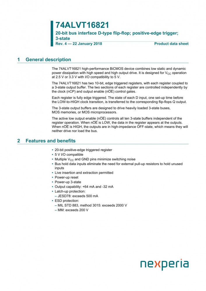74ALVT16821DL,518 datasheet page 1