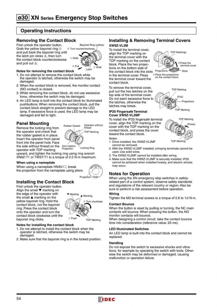 IDEC XN Series documentation page 8