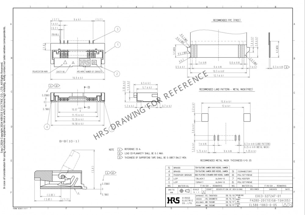 HRS FH28D-20(10)SB-1SH(05) drawing page 1