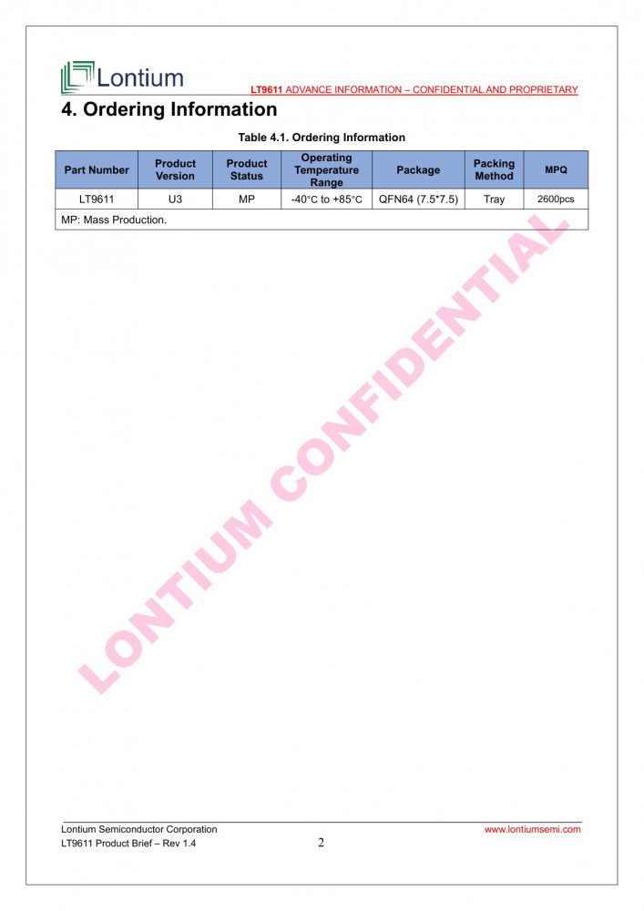 LT9611 document page 2
