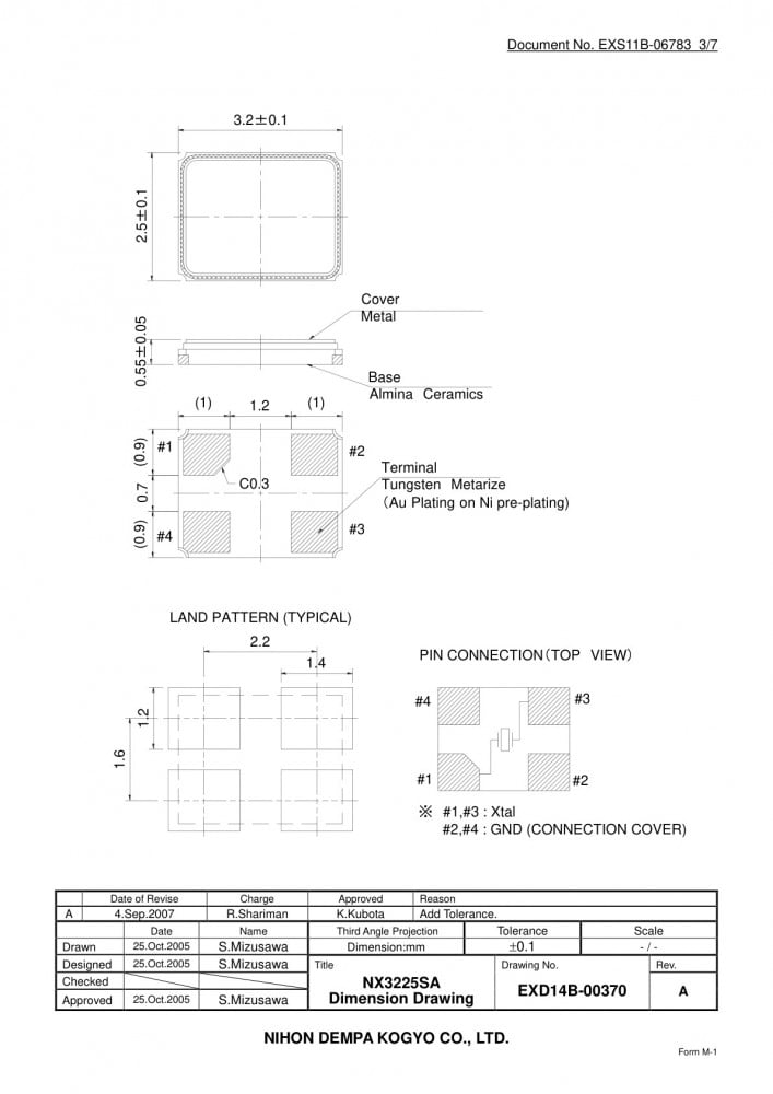 NX3225SA dimension drawing