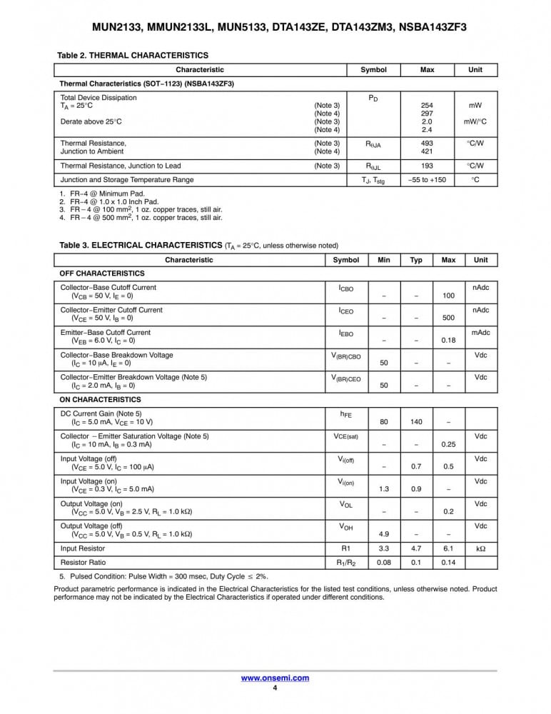 MUN5133T1G datasheet page 4