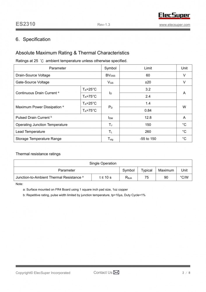 ES2310 datasheet page 2