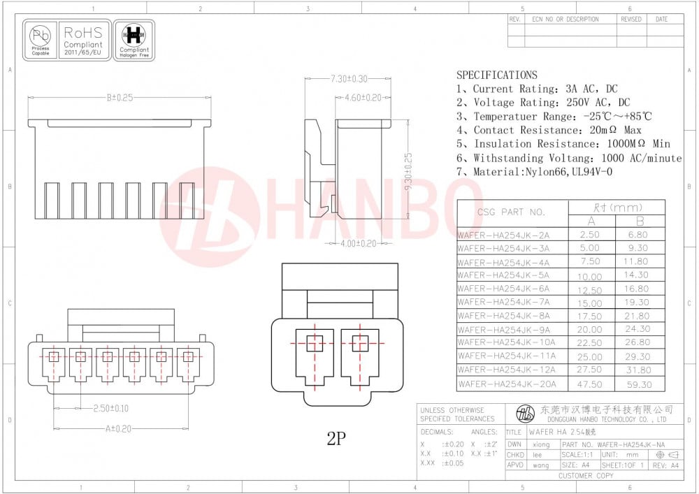 Hanbo WAFER-HA254DZ technical drawing page 2