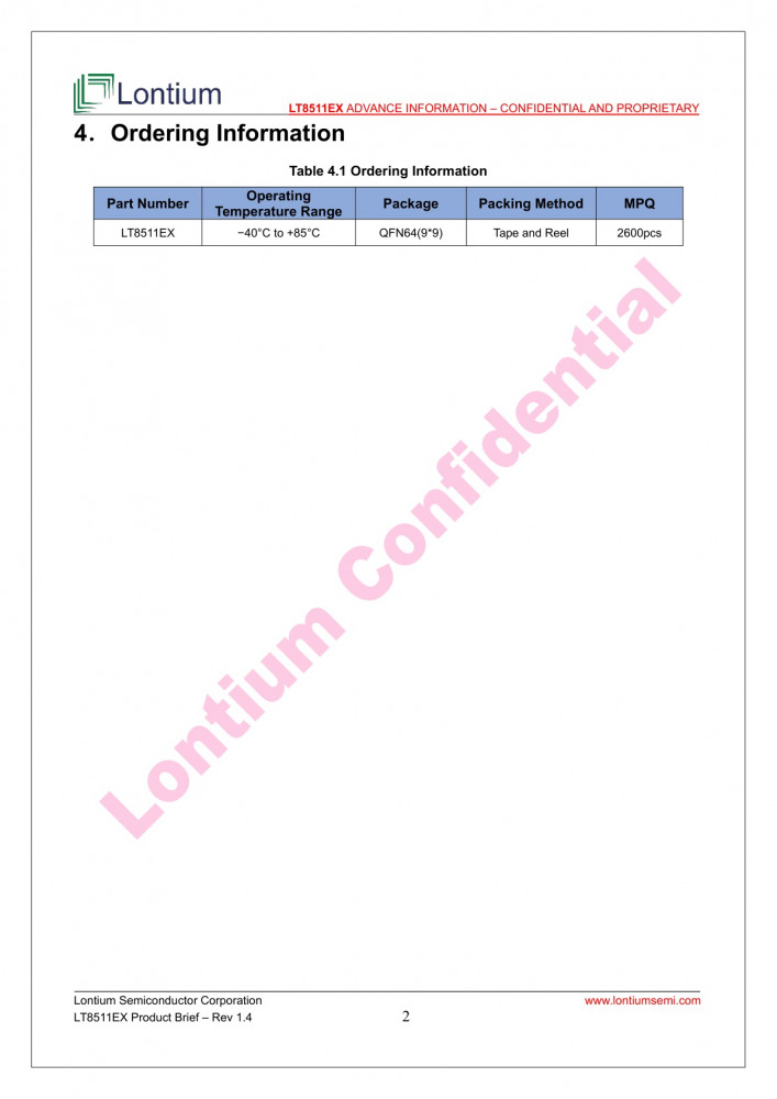 LT8511EX product documentation image 2