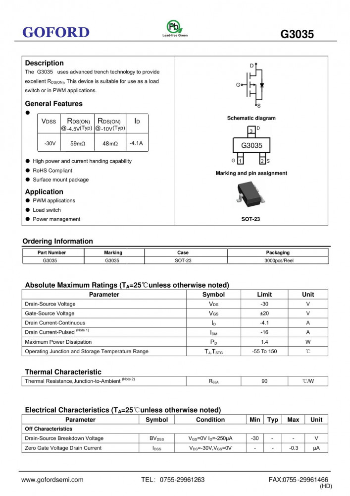 GOFORD G3035 datasheet page 1