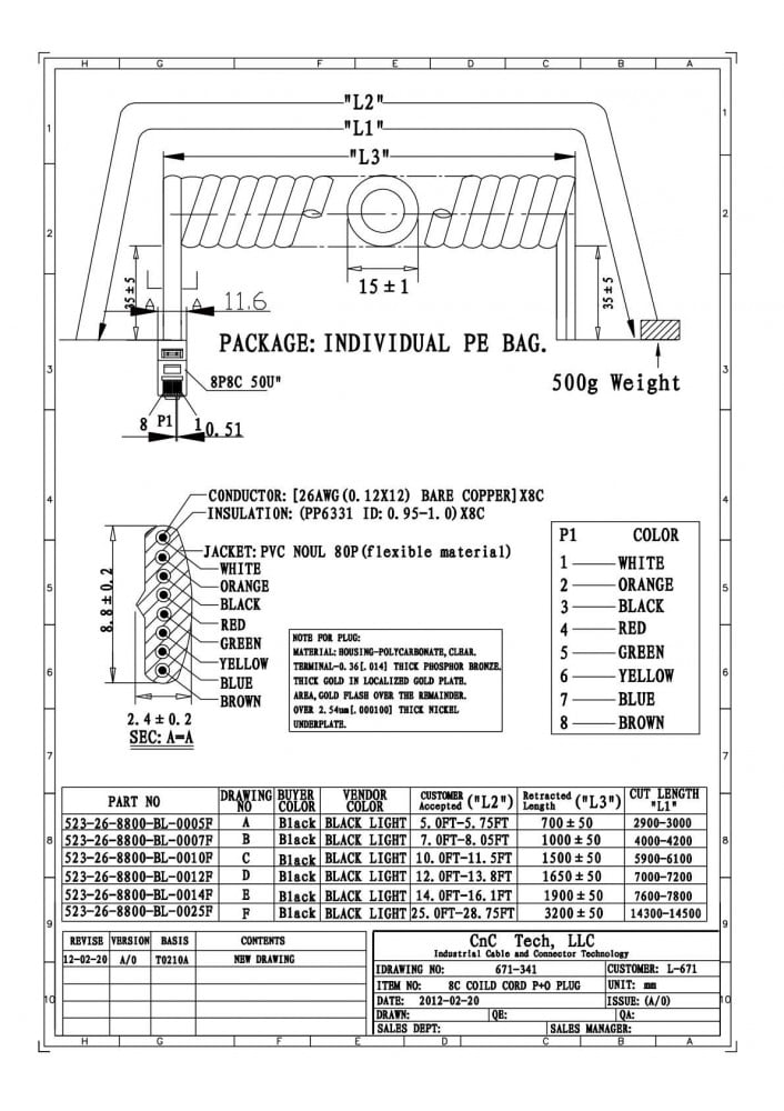 CnC Tech drawing 671-341 for 523-26-8800-BL-0010F