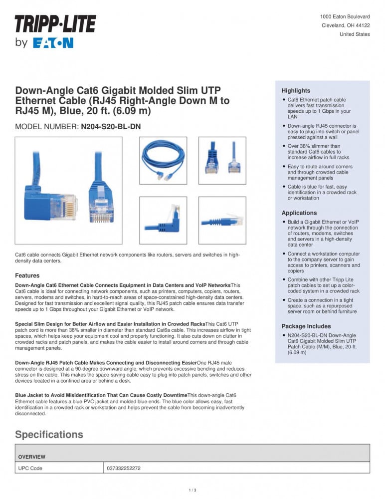 N204-S20-BL-DN technical document page 1