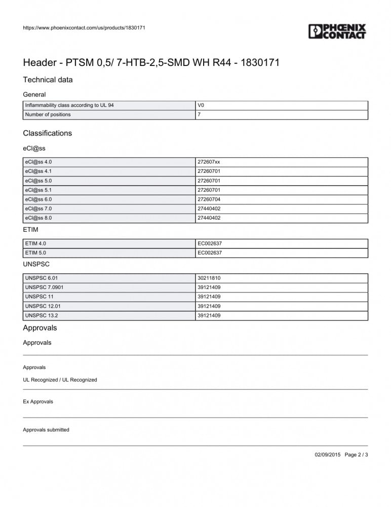 Phoenix Contact 1830171 product documentation page 2