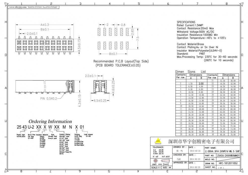 HOAUC 2543U-240CNG1MNT01 technical drawing