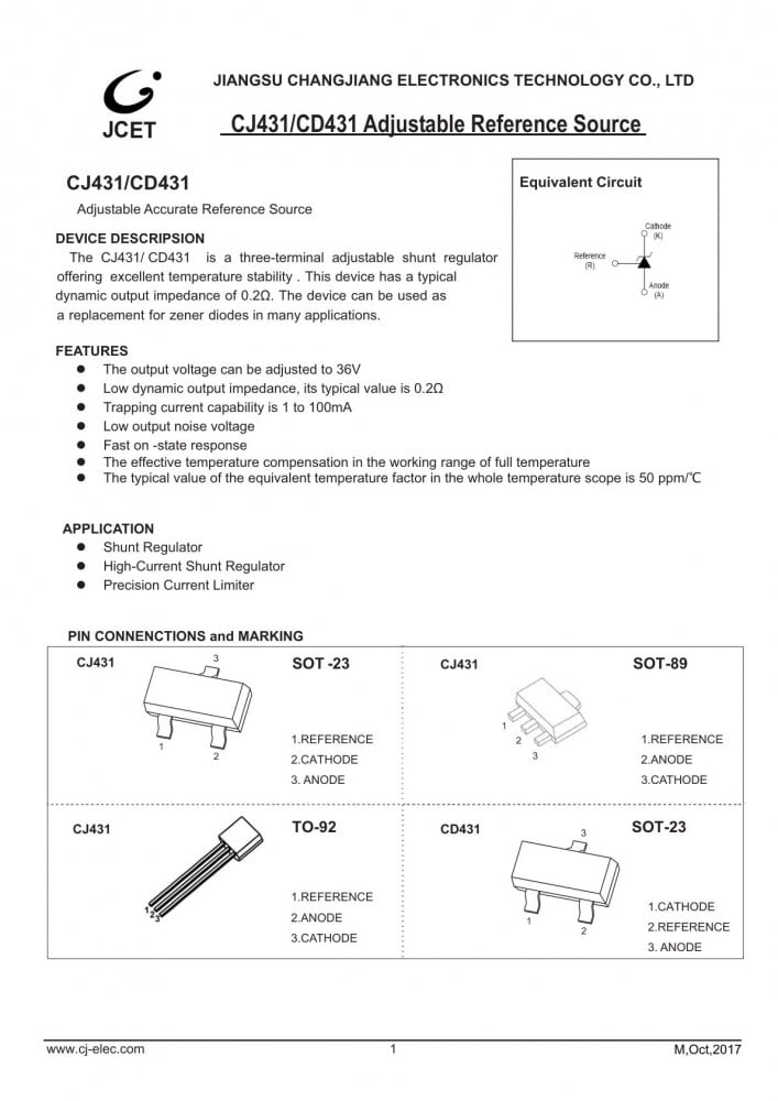 CJ431 datasheet page 1