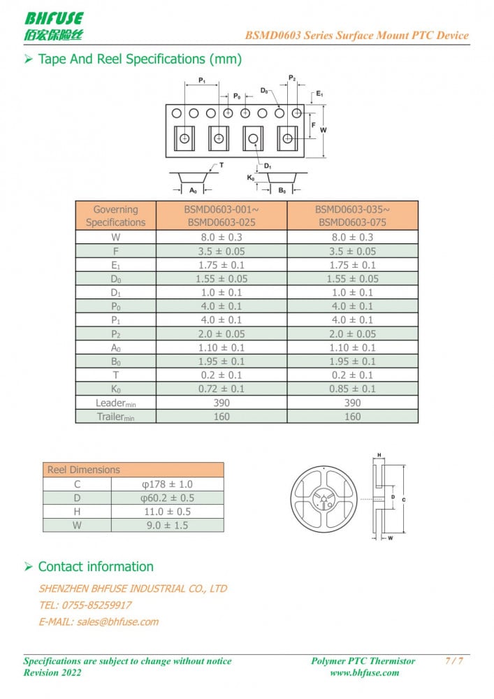 BHFUSE BSMD0603 datasheet page 7